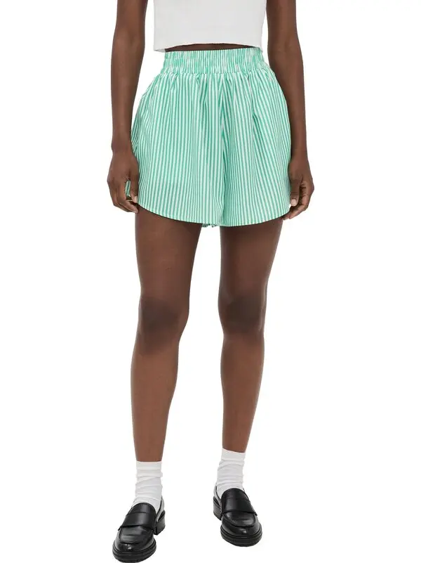 Lioness Boyfriend Stripe Shorts - Green Stripe