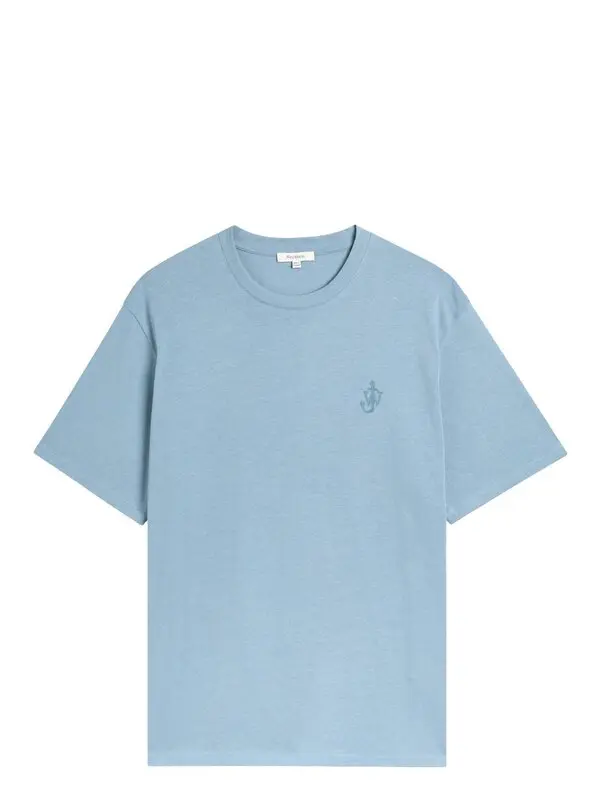 JW Anderson Anchor Embroidered Cotton T-shirt - Blue