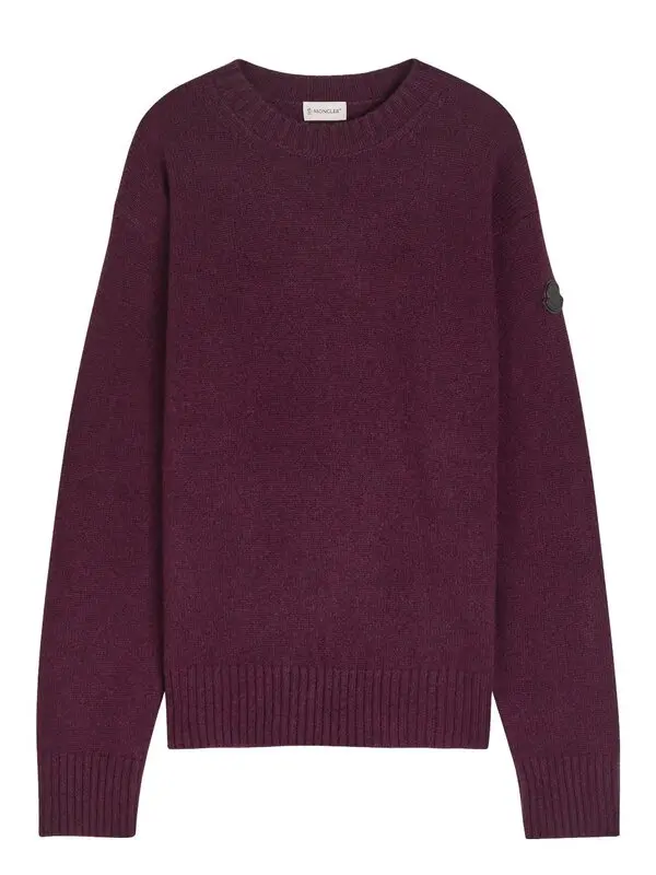 Moncler Logo-appliquéd Wool And Cashmere-blend Jumper - Purple