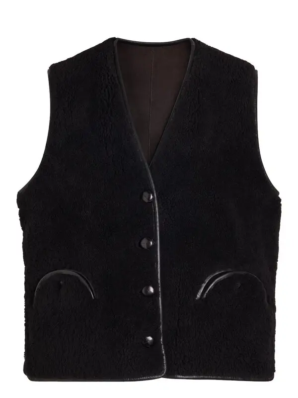 BLAZÉ MILANO Tatoosh Sheepskin Gilet - Dark Chocolate