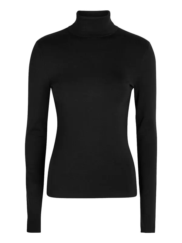 JOSEPH Ribbed Stretch-silk Knit Top - Black