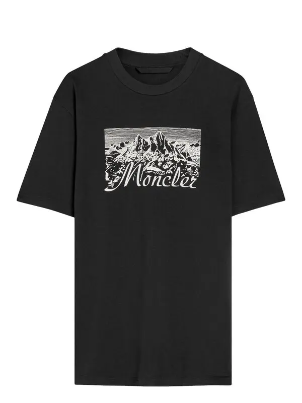 Moncler Mountain Logo-printed Cotton T-shirt - Black