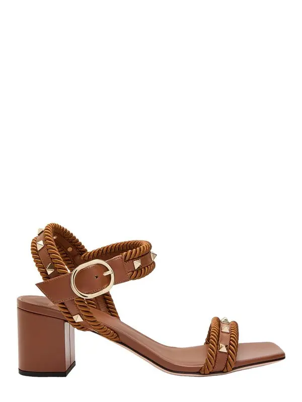 Valentino Garavani Rockstud 60 Leather Sandals - Tan