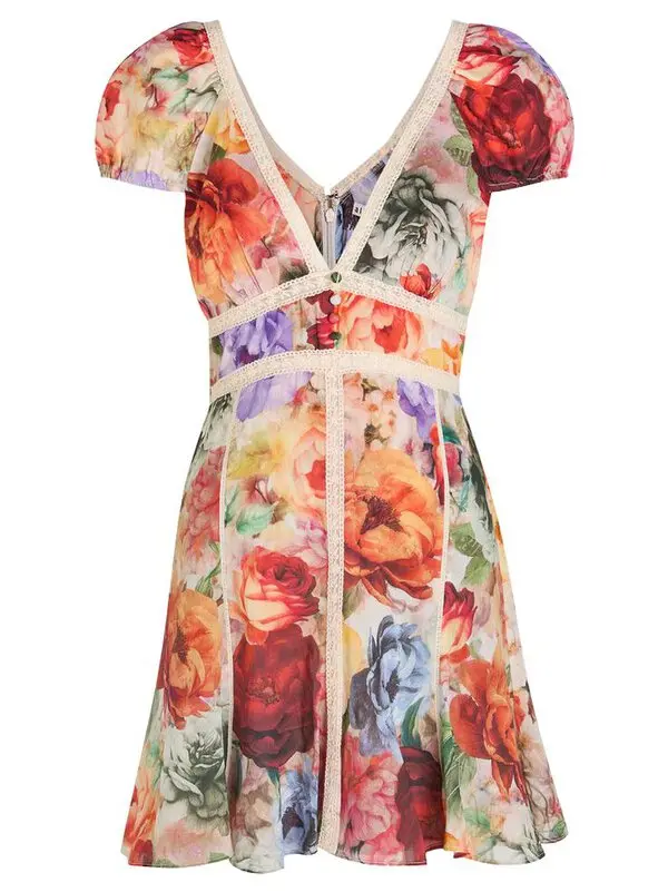 Alice + Olivia Floral-print Cotton Mini Dress - Multicoloured