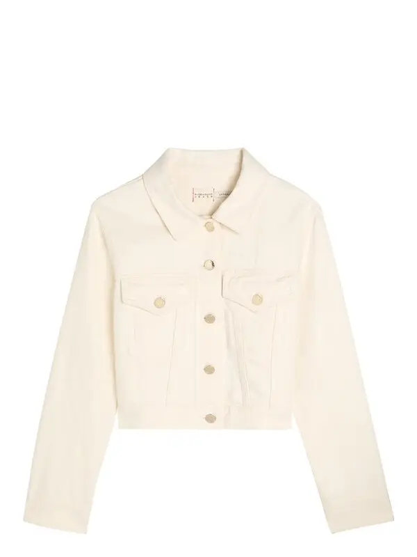 Alice + Olivia Darted Denim Cropped Jacket - Natural