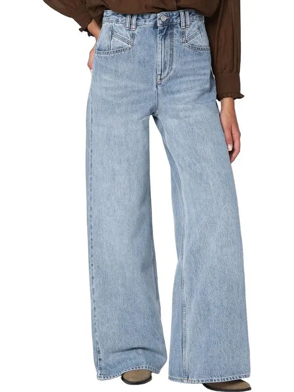 Isabel Marant Wide Leg Denim Jeans - Light Blue