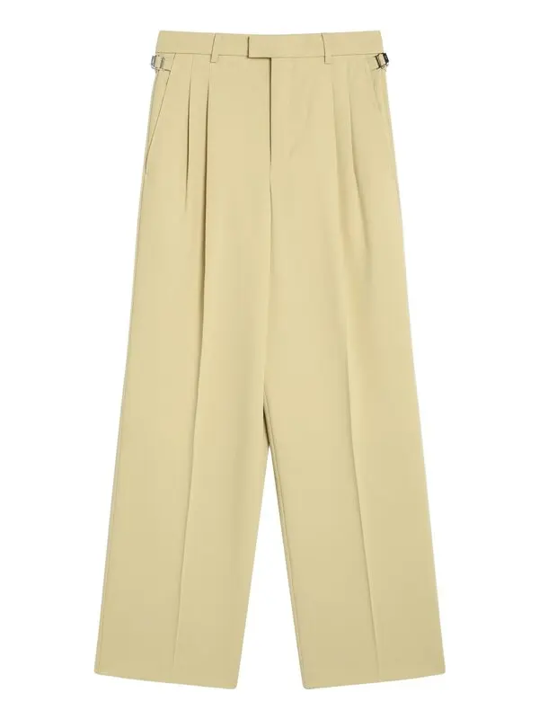 Ami Wide Leg Wool Trousers - Green