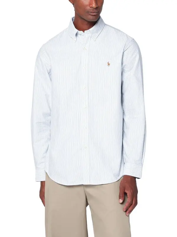 Polo Ralph Lauren Light /white Striped Shirt Custom Fit - Blue