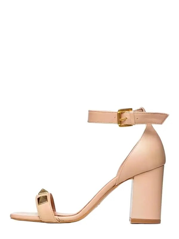 POCHE PARIS Leather Heeled Sandals - Neutrals