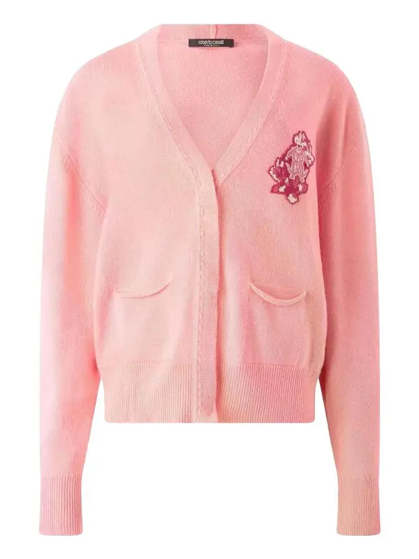 Roberto Cavalli Rose-embellished Cardigan - Pink