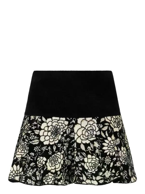 Roberto Cavalli Jacquard Floral Mini Skirt - Black