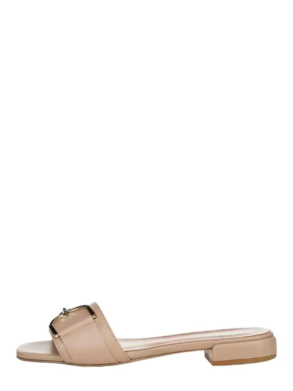 POCHE PARIS Leather Slides With Buckle Detail - Neutrals