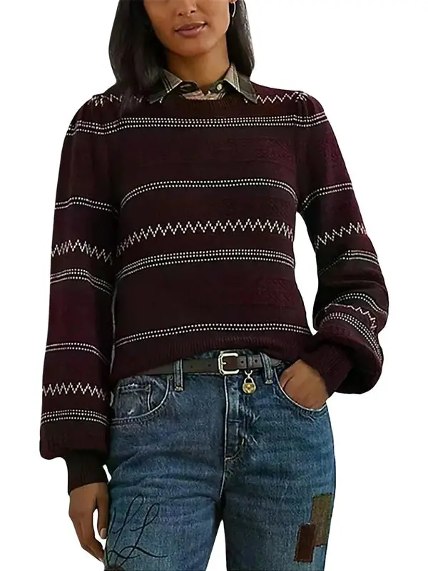 Ralph Lauren Fair Isle Striped Sweater - Red