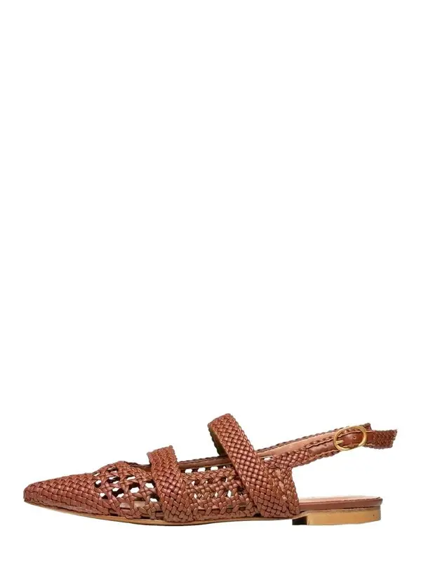 POCHE PARIS Lena Woven Pointed-toe Pumps - Brown