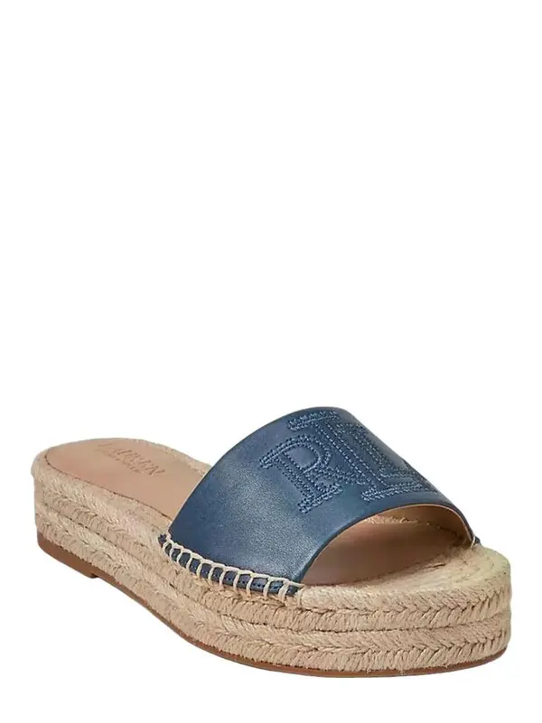 Ralph Lauren Logo-embroidered Platform Espadrille Sandals - Blue
