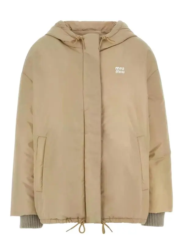 Miu Miu Hooded Down Jacket - Neutrals