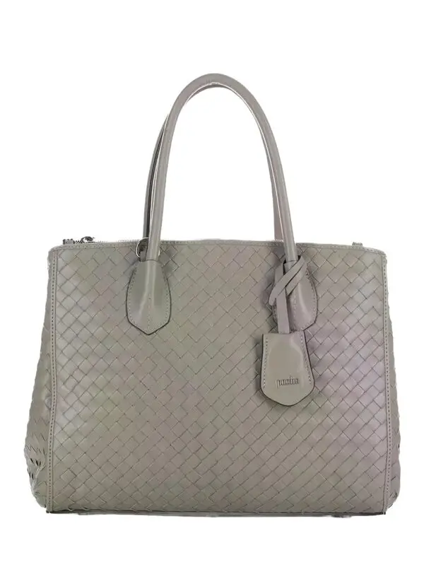 POCHE PARIS Ambre Torba Woven Leather Tote Bag - Grey