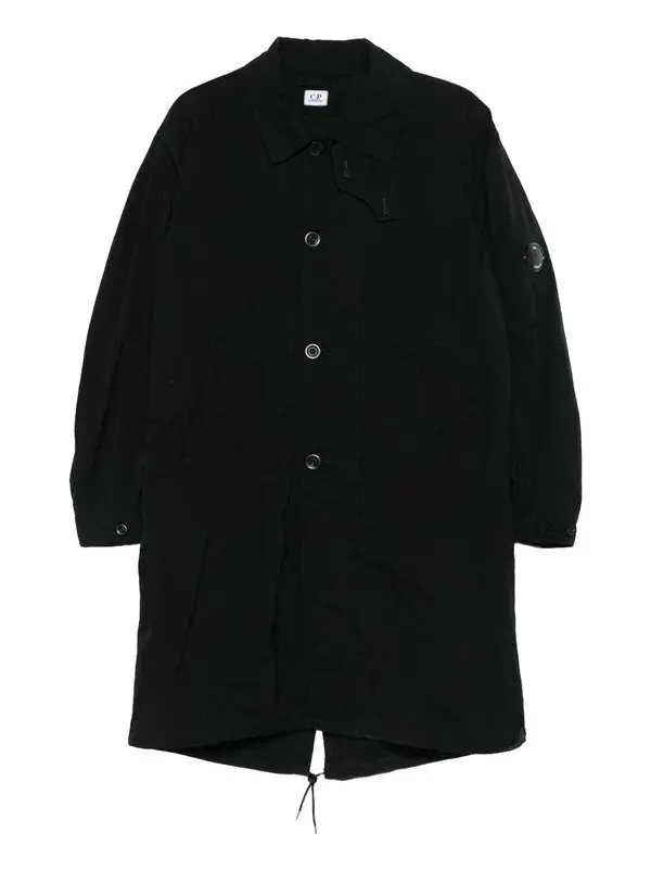 C.P. COMPANY Outerwear Long Jacket In Twill - Black