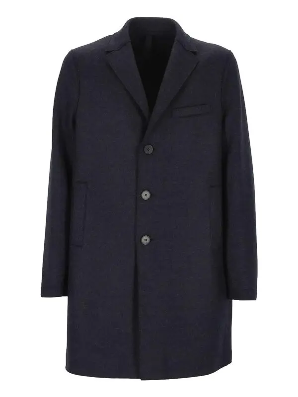 Harris Wharf London Boxy Mid-length Coat - Blu/grey