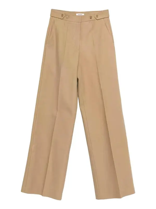 Sandro Button Detailed Wide Leg Trousers - Neutrals