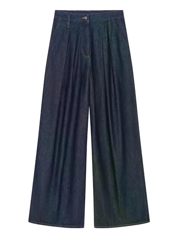 Dries Van Noten Pleated Wide-leg Jeans - Blue