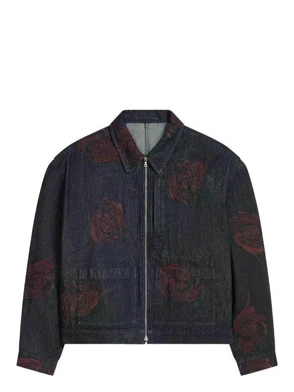 Dries Van Noten Floral-embroidered Denim Jacket - Blue