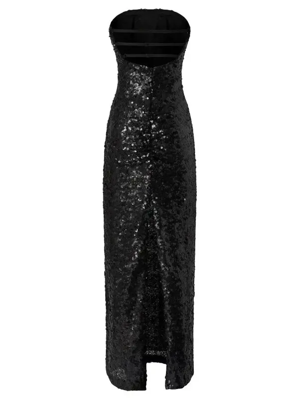 Pinko Sequinned Strapless Maxi Dress - Black