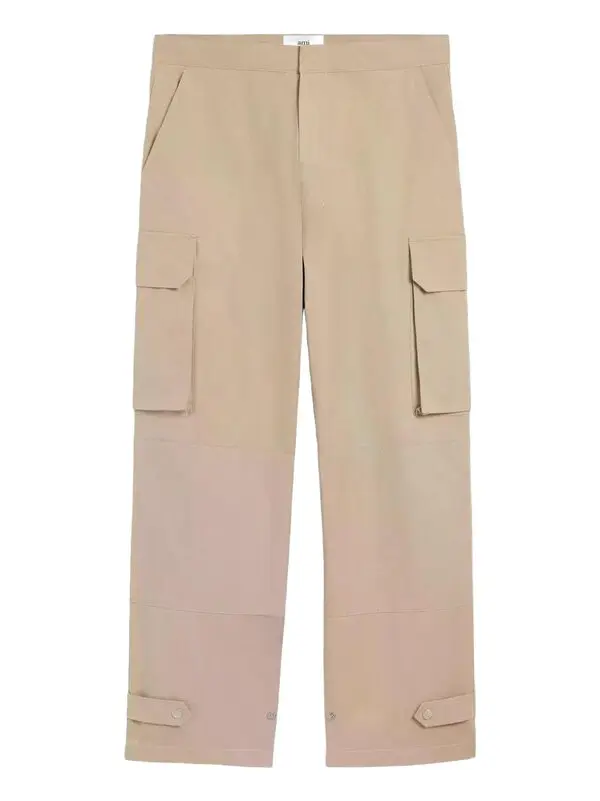 Ami Cotton Gabardine Cargo Trousers - Neutrals