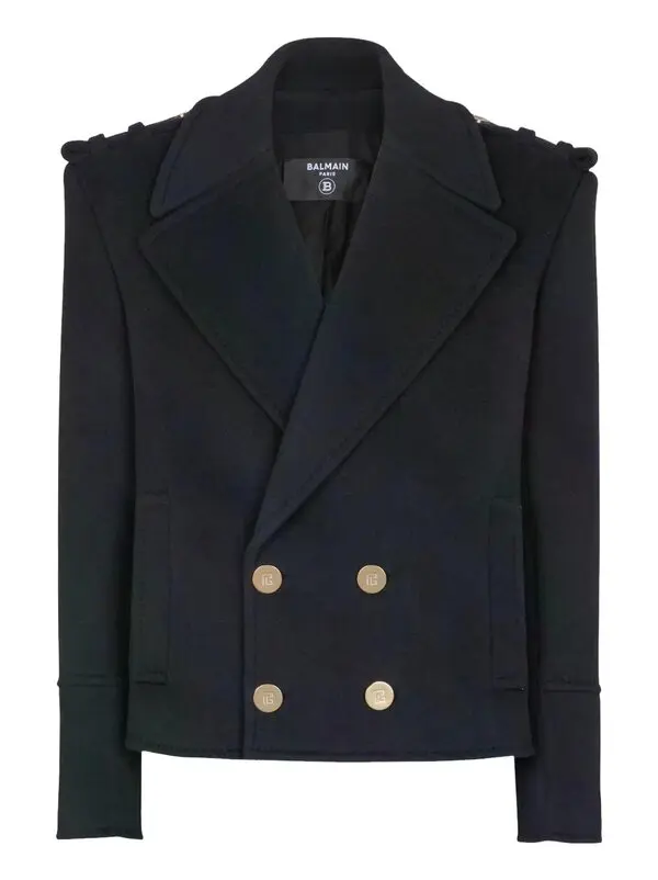 Balmain Cropped Reefer Jacket - Blue