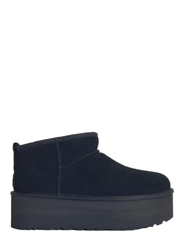 UGG Classic Ultra Mini Platform Suede Boots - Black
