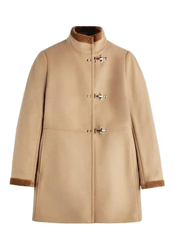 FAY Coat With Velvet Trim - Brown
