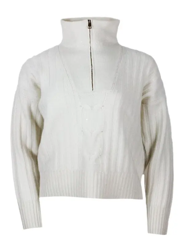 Lorena Antoniazzi Half-zip Ribbed Sweater - White