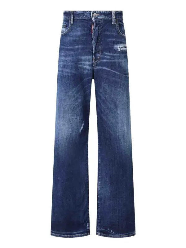 Dsquared2 Distressed Straight Jeans - Dark Denim Blue