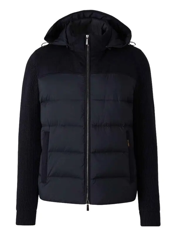 MOORER Short Tricot Down Jacket - Navy Blue