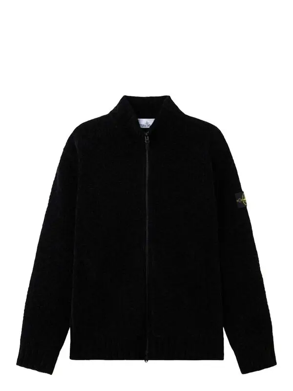 Stone Island Zipper Knit Cardigan - Black