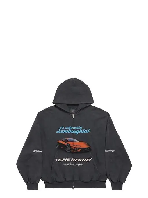 Balenciaga Automobil Lamborghini Zip-up Hoodie - Faded