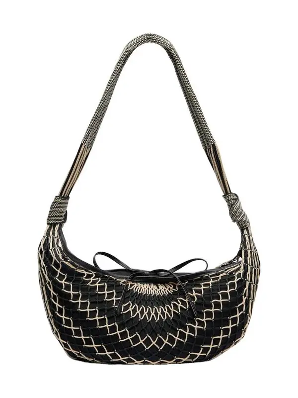 LEMAIRE Croissant Mesh Shoulder Bag - Black