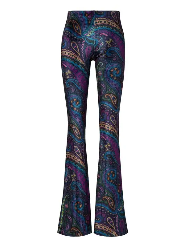 Etro Printed High-rise Velvet Flared Pants - Blue