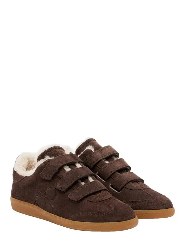 Isabel Marant Beth Shearling-trimmed Suede Sneakers - Brown