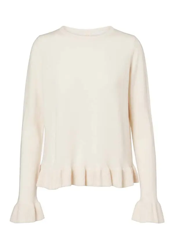 Jardin Des Orangers Ruffled Wool And Cashmere Sweater - White