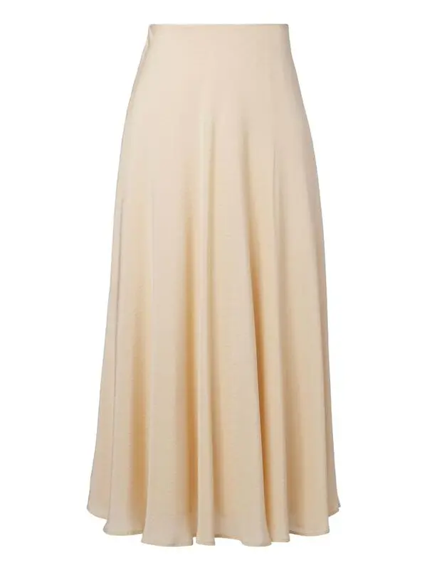 Loro Piana Erika Silk Midi Skirt - Beige