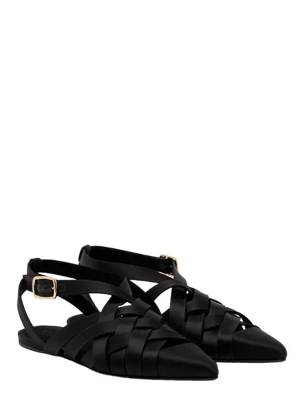 Loro Piana Silene Satin Sandals - Black