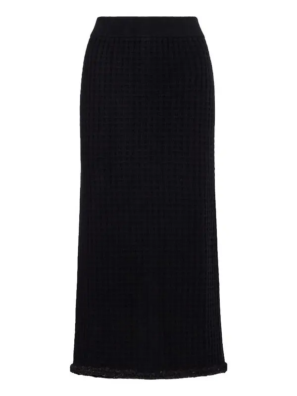 Jardin Des Orangers Distressed Wool And Cashmere Pencil Skirt - Black