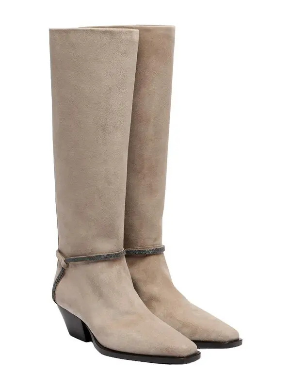 Brunello Cucinelli Suede Knee-high Boots - Grey