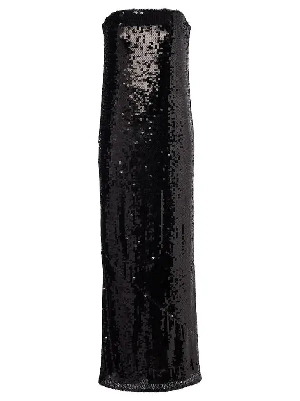 Remain Birger Christensen Sequined Strapless Maxi Dress - Black