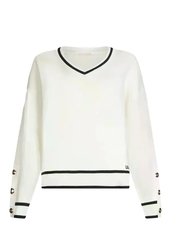 Liu Jo Striped Sweater With Button Detail - White