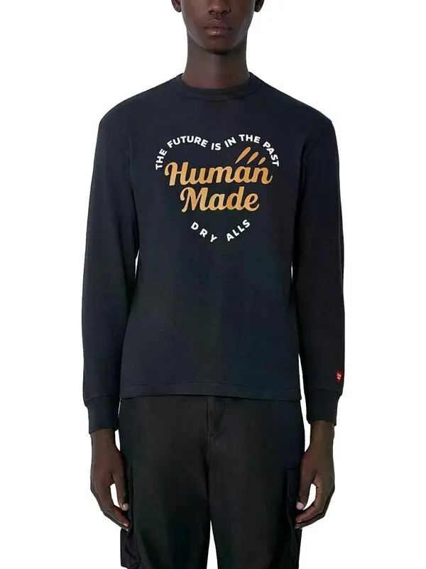 HUMAN MADE Logo-print Long-sleeved T-shirt - Black