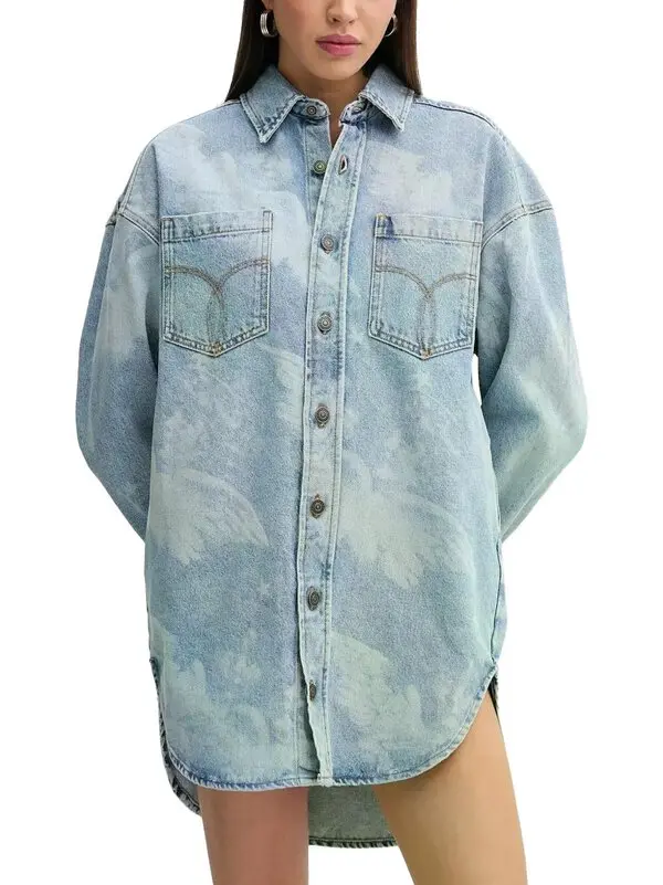 Fiorucci Angels Printed Denim Shirt Dress - Blue