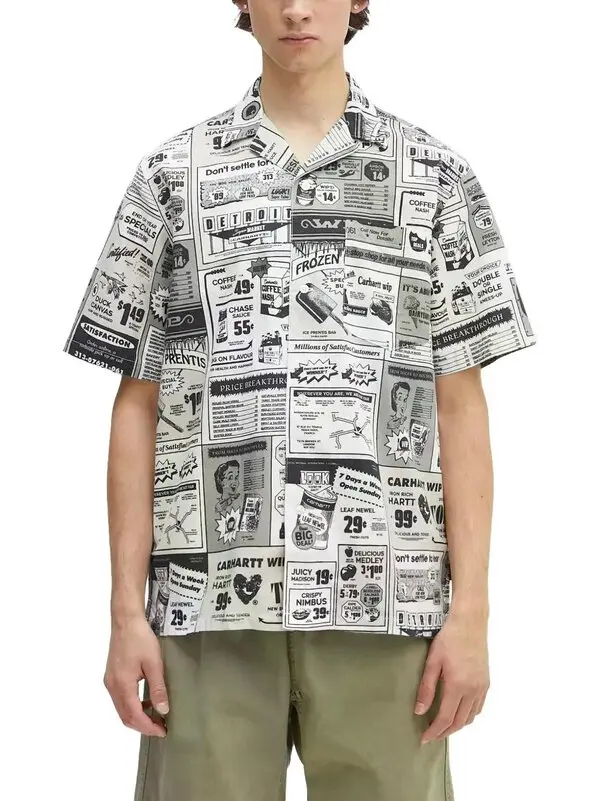Carhartt Work In Progress Newspaper-print Short-sleeve Shirt - White