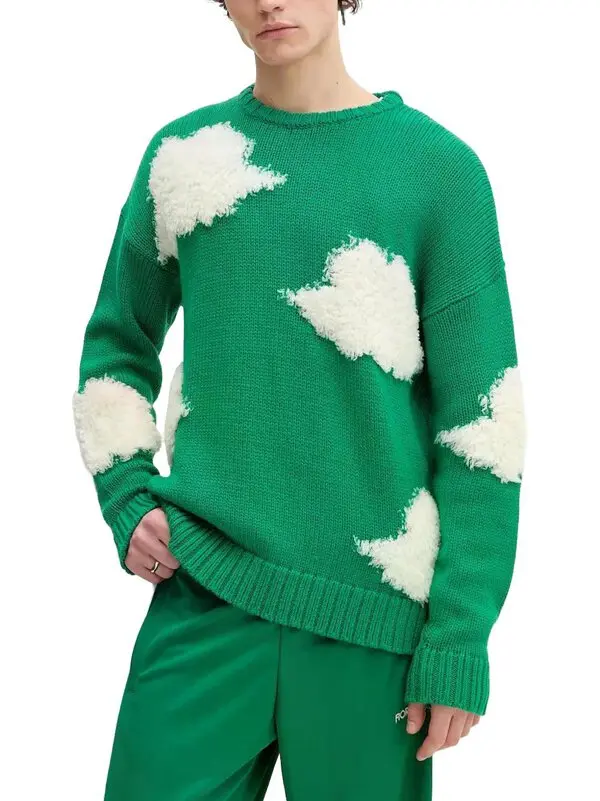 Fiorucci Cloud Appliqué Wool Sweater - Green